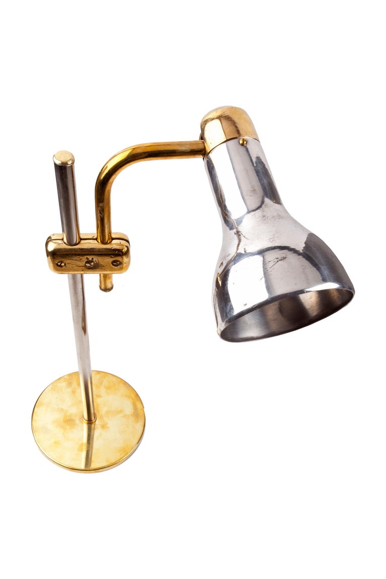 Adjustable Nautical Brass and Chrome Ship's Table Lamp, 1970s at 1stDibs