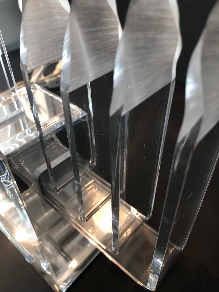 Adjustable Candelabra Lighting Lucite and Mirror Menorah with Lit Star ...