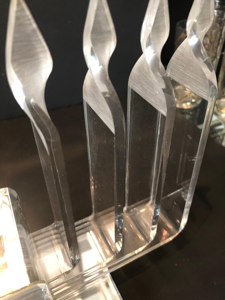 Adjustable Candelabra Lighting Lucite and Mirror Menorah with Lit Star ...