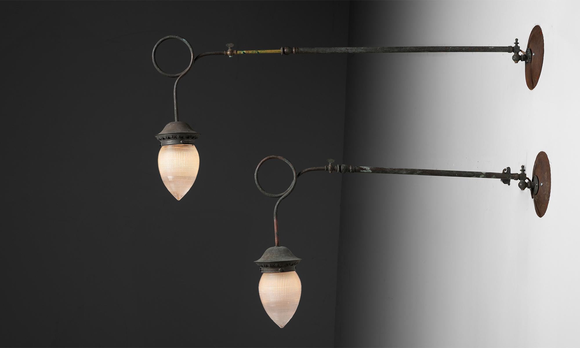Adjustable Gasolier Wall Lights, England circa 1910 For Sale at 1stDibs