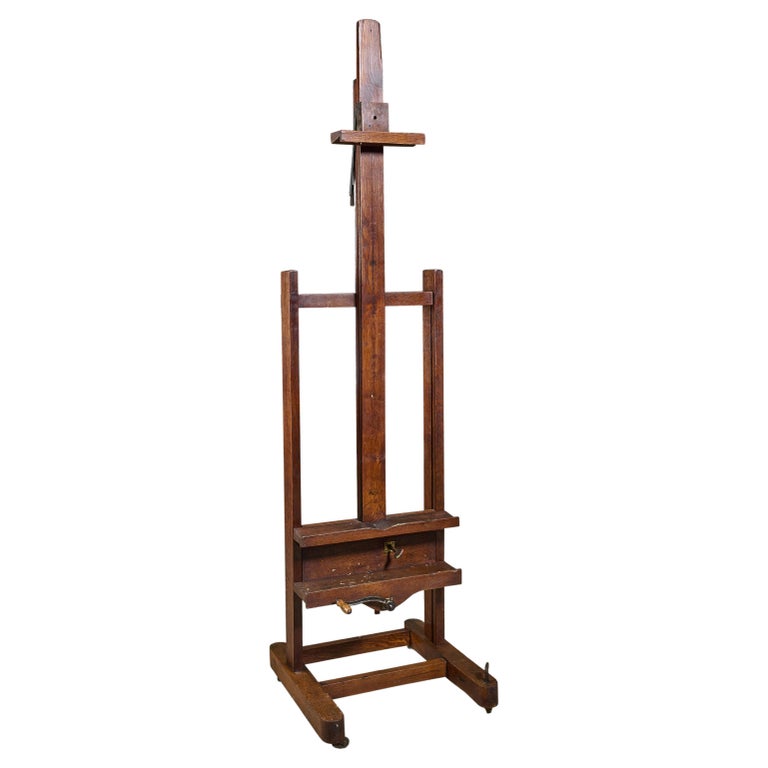 Adjustable Oak Easel with Crank For Sale at 1stDibs