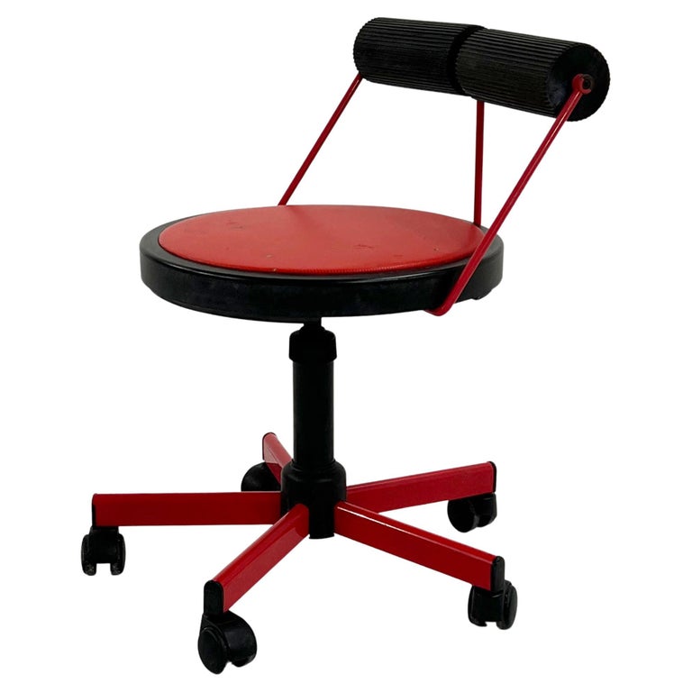 Adjustable Red Desk Chair from Bieffeplast, 1980s For Sale at 1stDibs