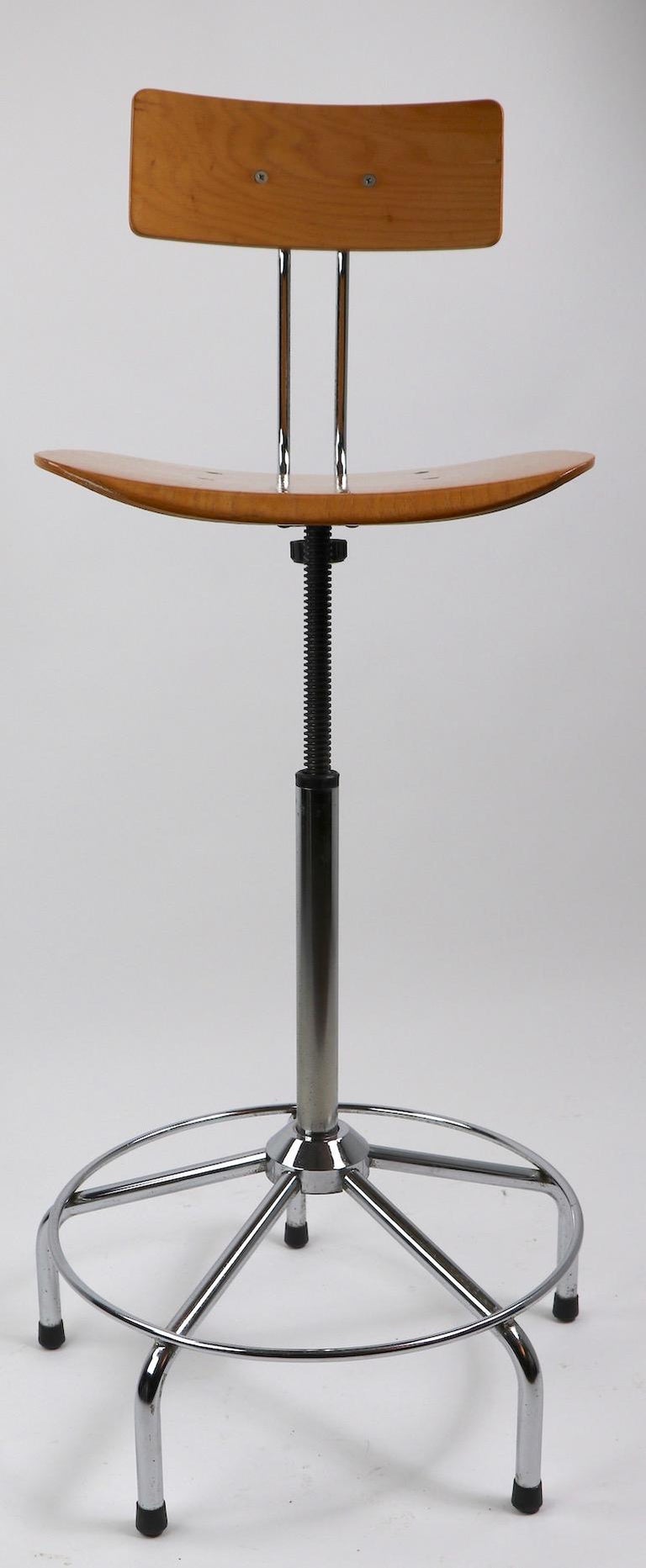 Adjustable Swivel Architects Drafting Stool Made in Italy at 1stDibs