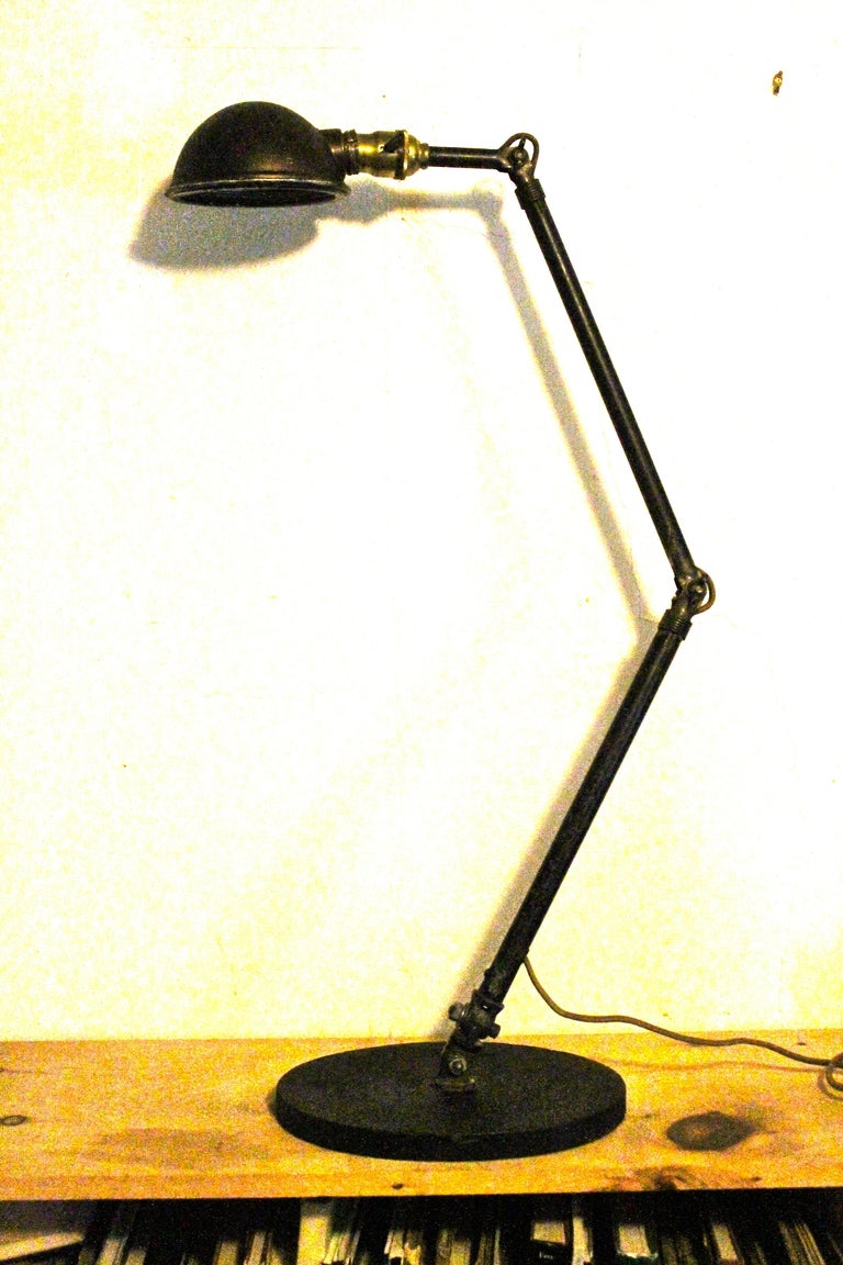 Adjustable 'Task' Industrial Machinists Table Lamp with Cast Iron Base ...