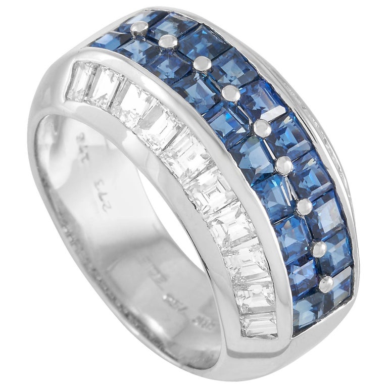 Adler 18 Karat White Gold 1.76 Carat Diamond and Sapphire Ring at 1stDibs