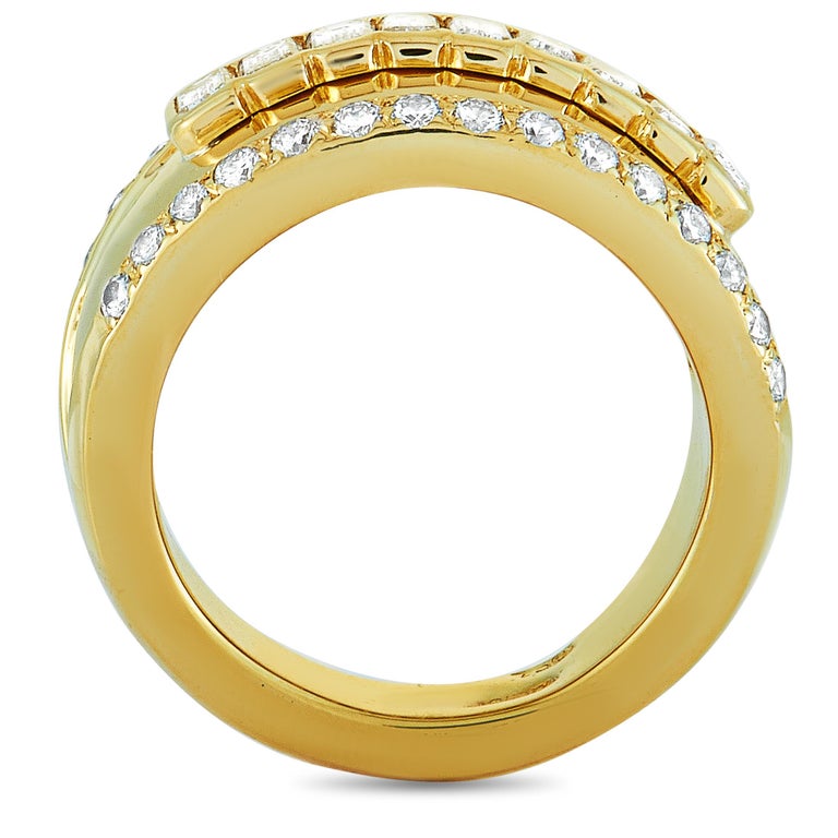 Adler 18 Karat Yellow Gold and 1.75 Carat Diamond Bombe Ring at 1stDibs