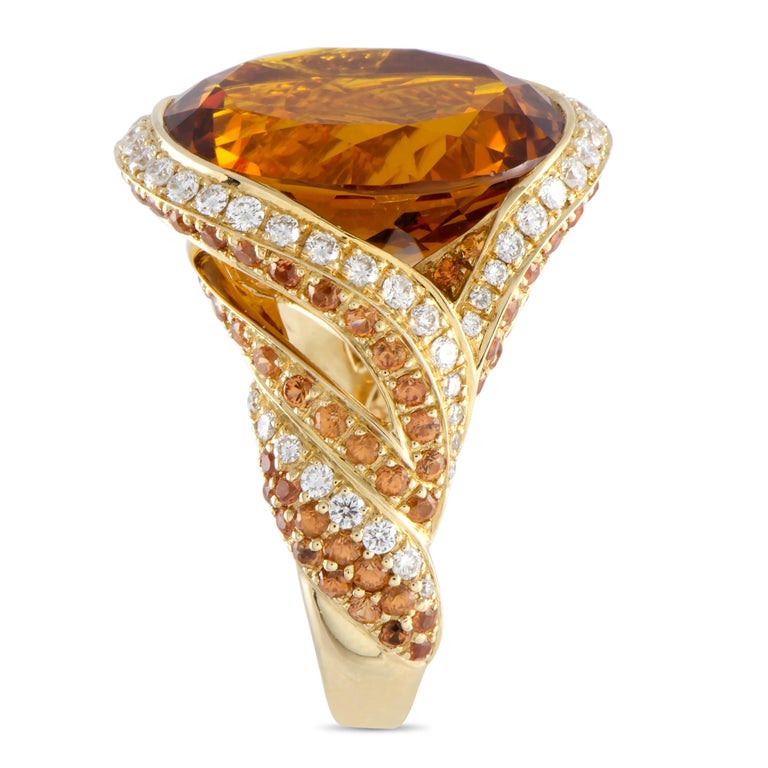 Adler 18 Karat Yellow Gold Diamond, Citrine and Orange Sapphire Bombe ...