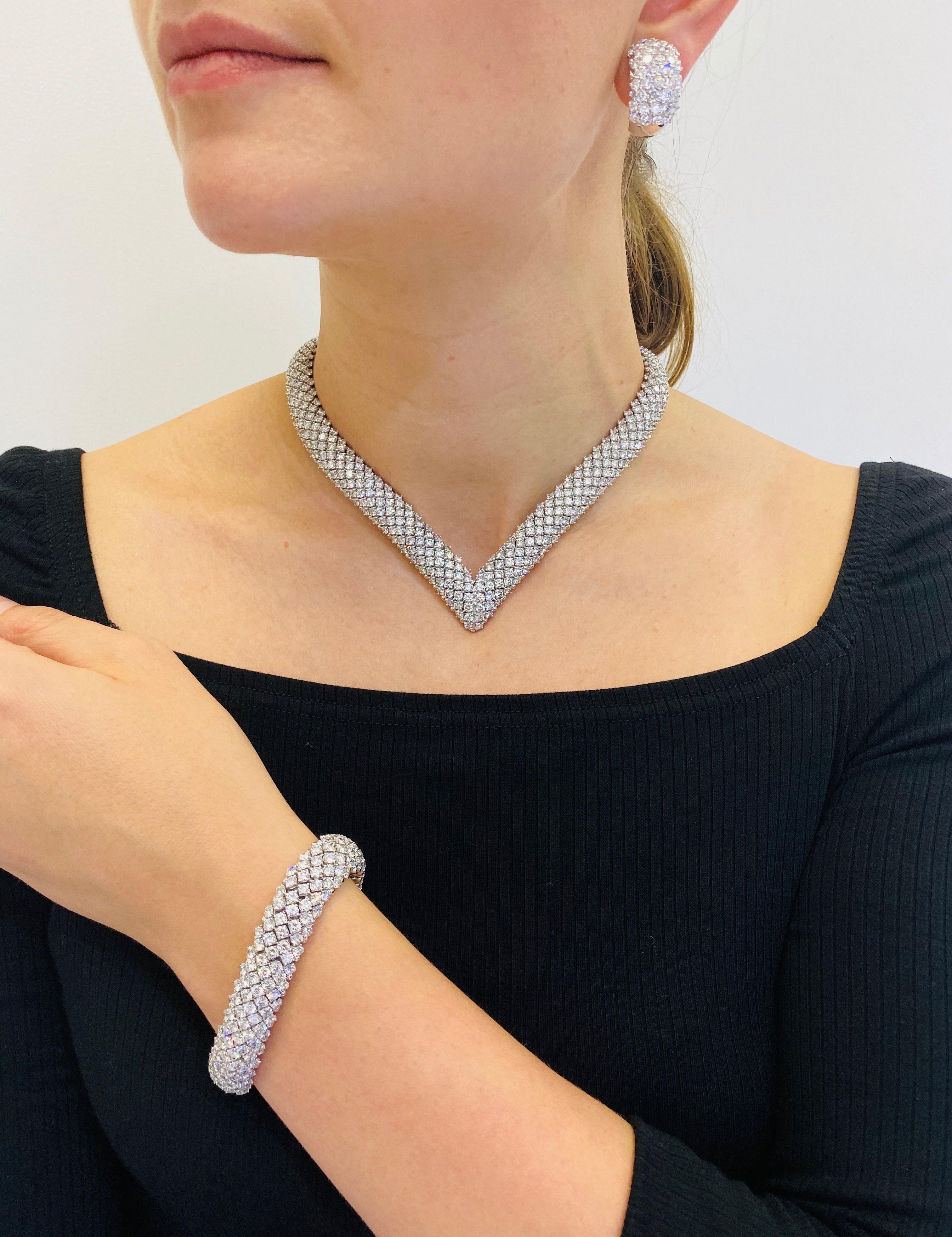 Adler Diamond Necklace, Bracelet and Earrings Set For Sale at 1stDibs