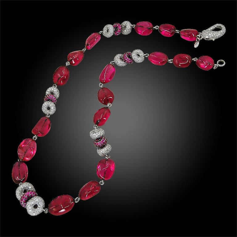 Adler Diamond Spinel Beads Necklace and Earrings For Sale at 1stDibs