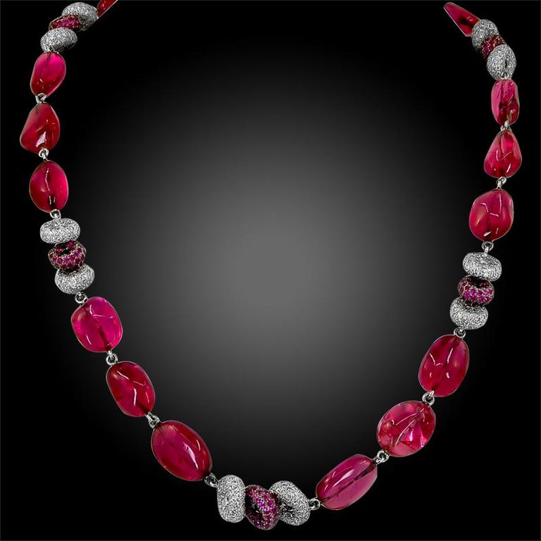 Adler Diamond Spinel Beads Necklace and Earrings For Sale at 1stDibs