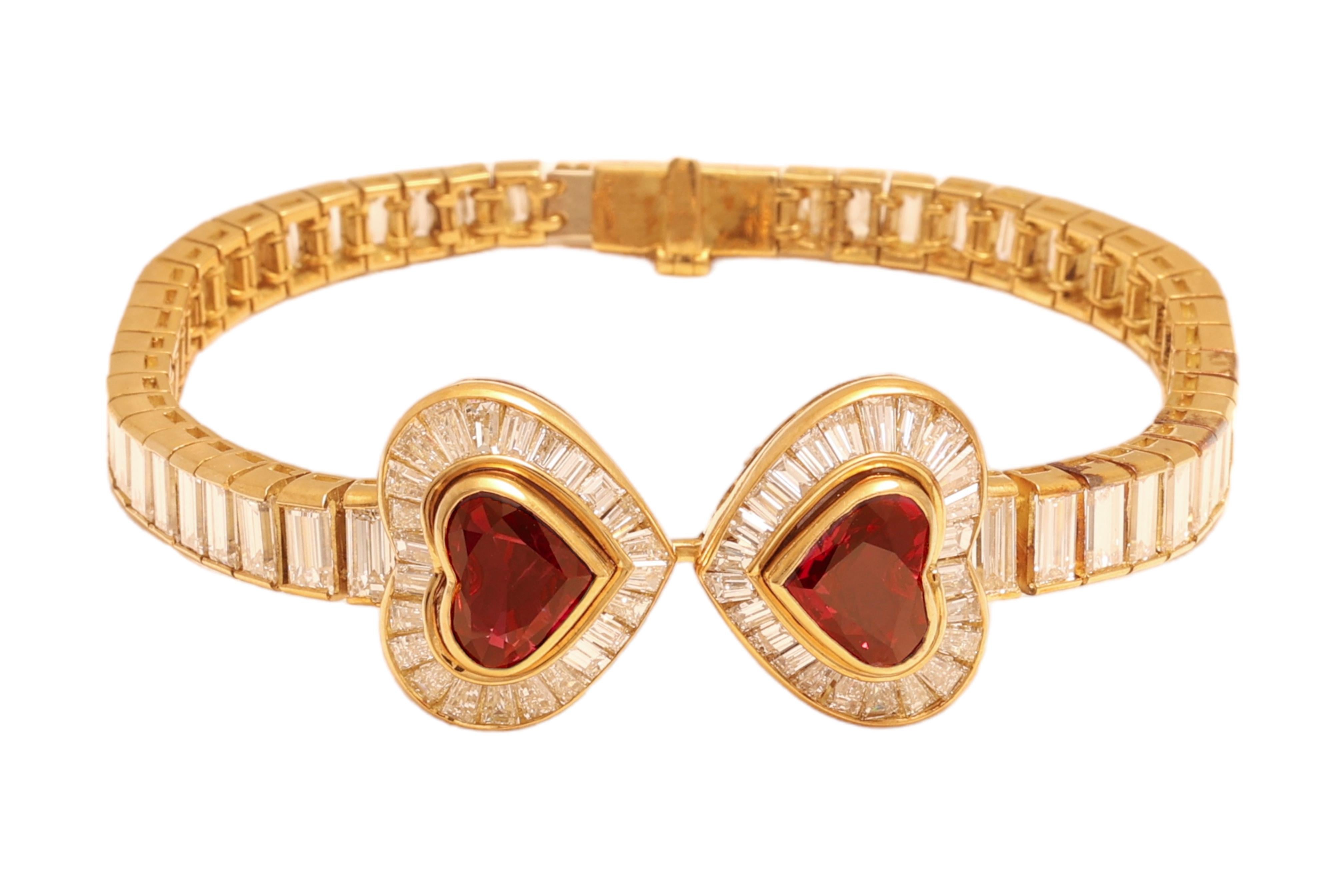 Adler Genève Set 18k Gold Necklace, Ring, Earrings, Bracelet, Ruby ...