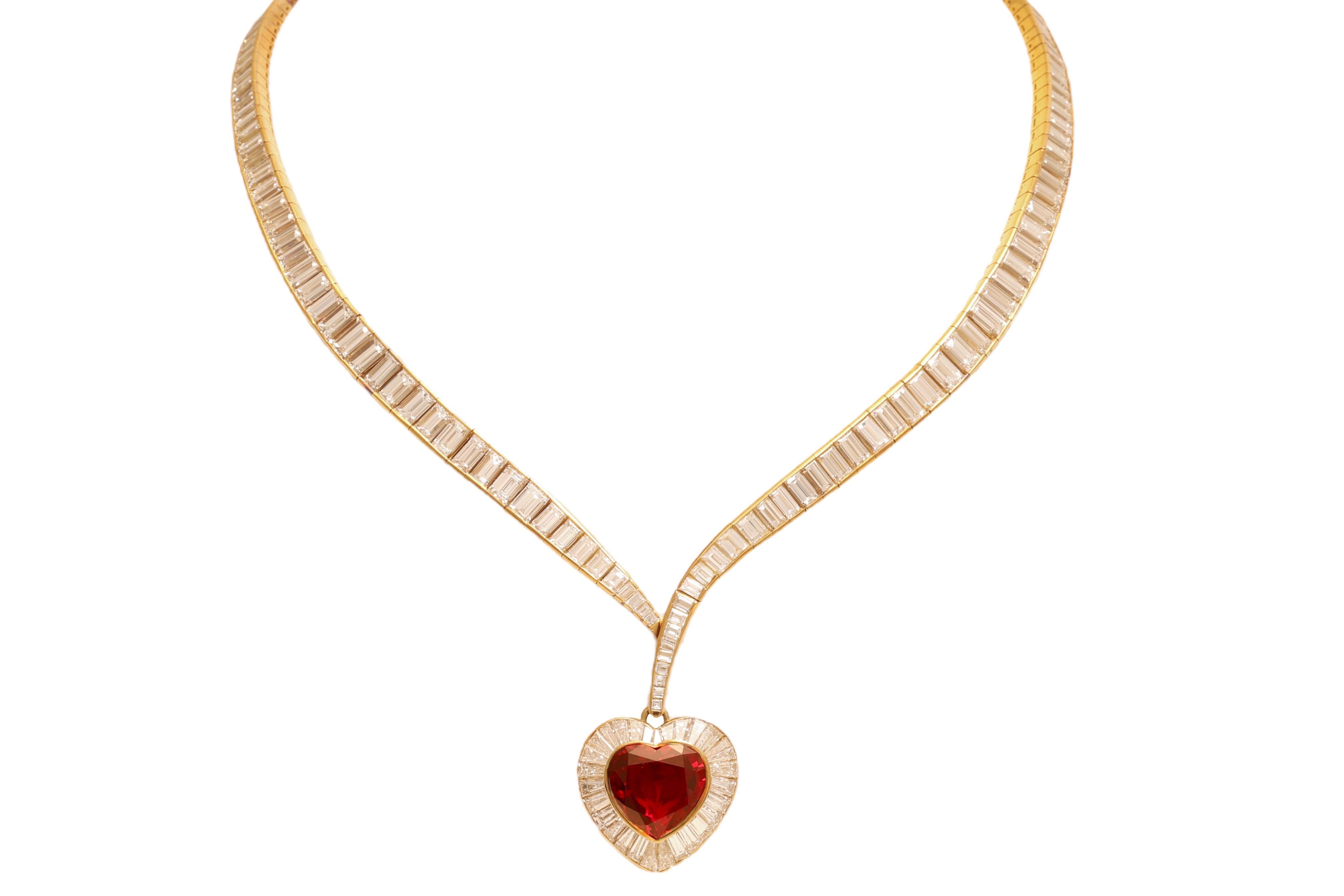Adler Genève Set 18k Gold Necklace, Ring, Earrings, Bracelet, Ruby ...