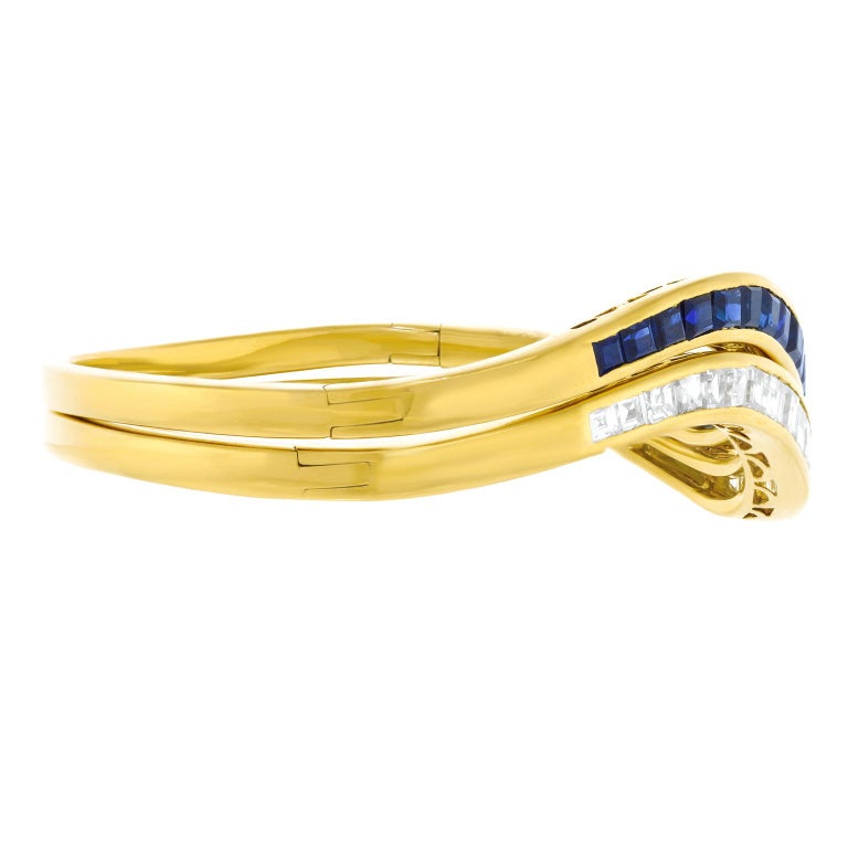 Adler Pair Sapphire Bangle and Diamond Bracelets For Sale at 1stDibs
