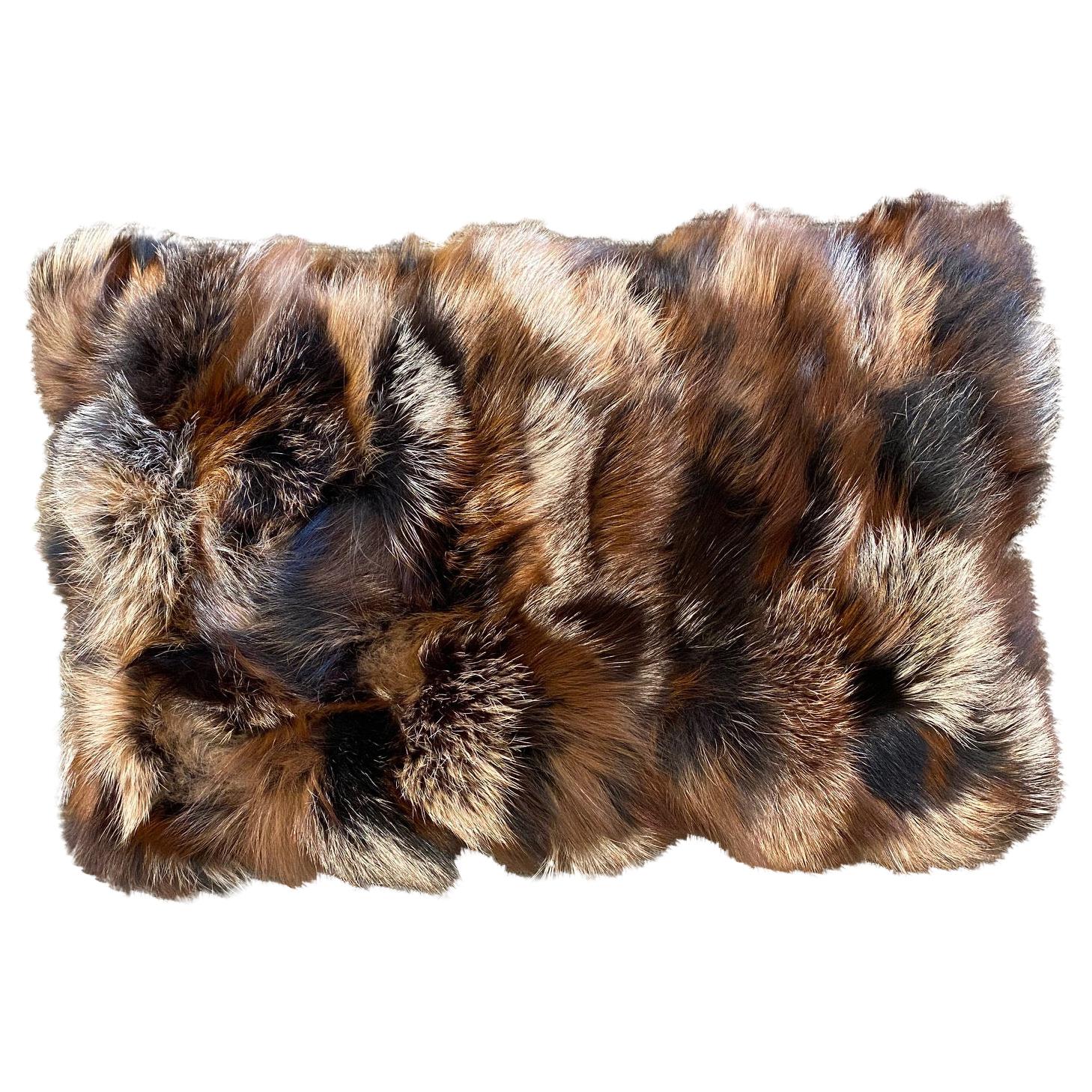 Blue Dyed Arctic Fur Fox Blanket Silk Lining For Sale at 1stDibs