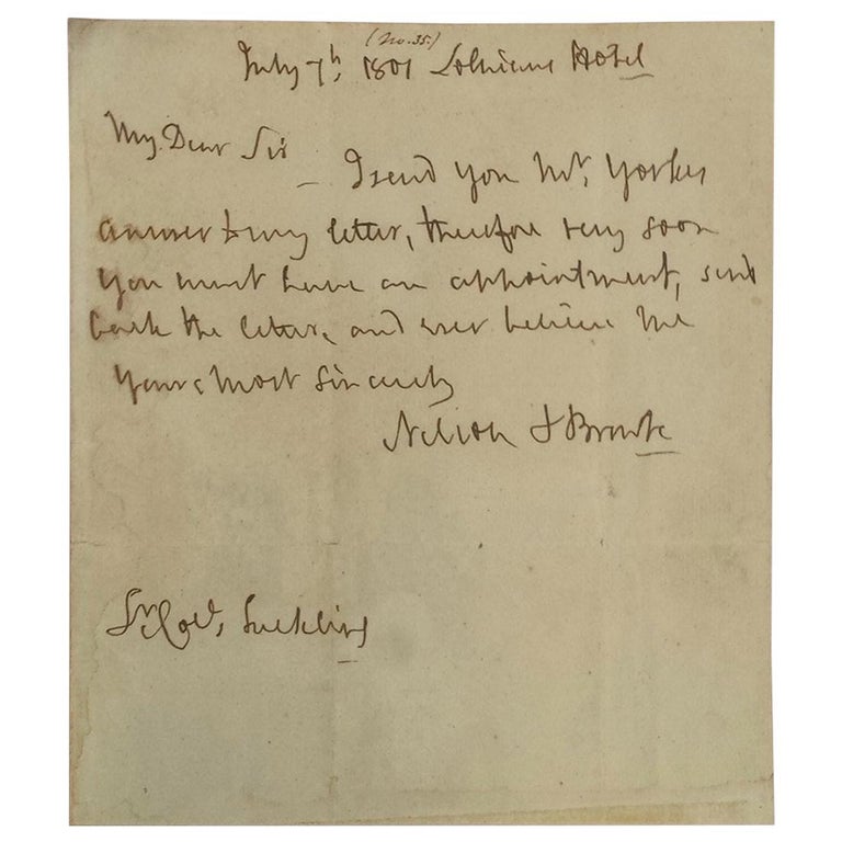 Amiral Horatio Lord Nelson Antique 1801 Note manuscrite signée sur ...