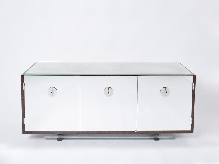 Adnet Style Mirrored Macassar Sycamore Sideboard Alberto Pinto 1990 For ...