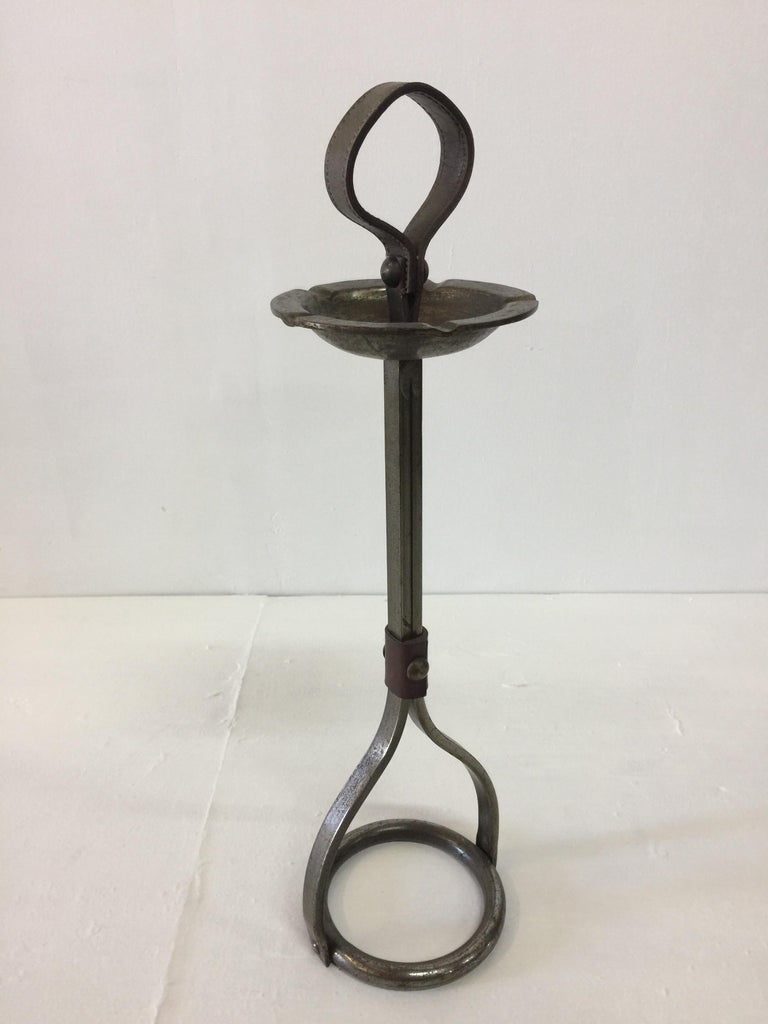 Adnet Style Stitched Leather Cigarette Stand at 1stDibs