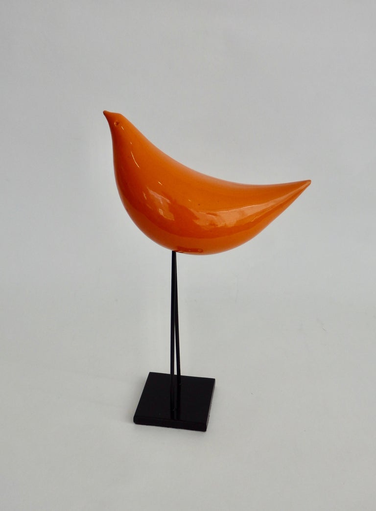 Ado Londi for Bitossi Raymor Stylized Orange Bird Sculpture on Iron ...