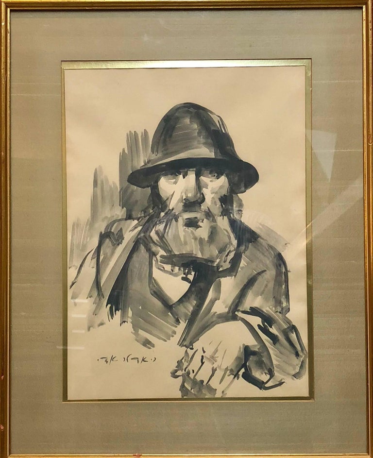 Adolf Adler - Israeli Judaica Rabbi Expressionist Gouachel Painting For ...