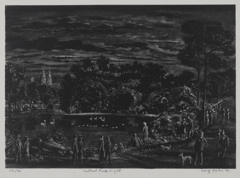 Adolf Dehn - Central Park Night For Sale at 1stDibs