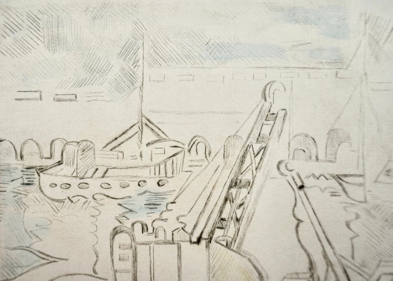 Adolf Feder - Cubistic Harbor For Sale at 1stDibs