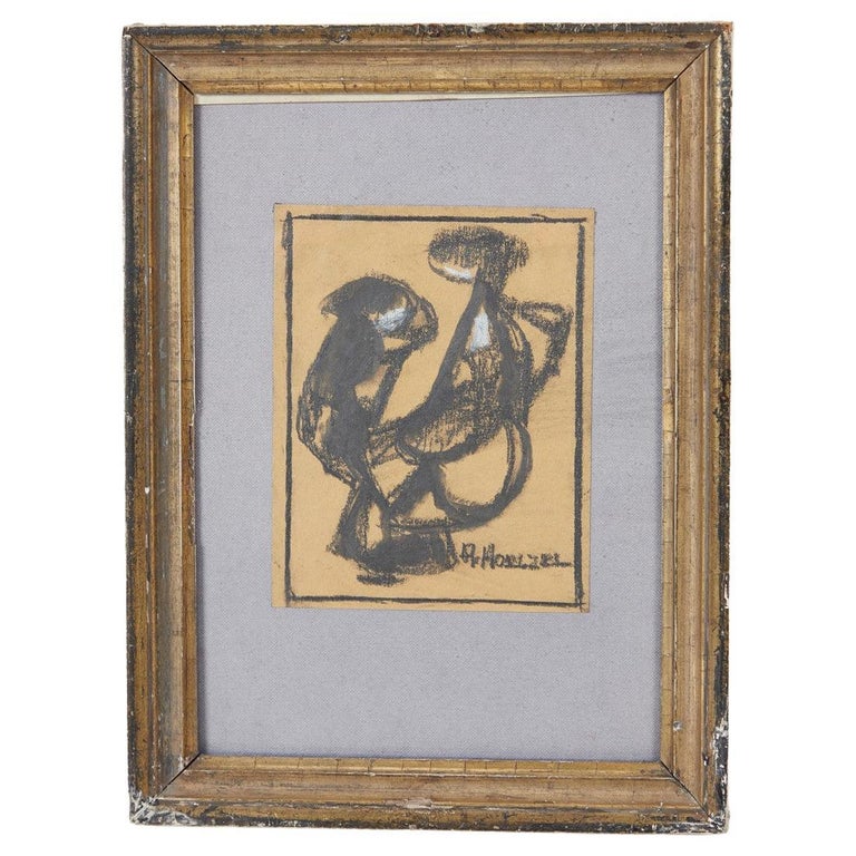 Adolf Hölzel Original Unique Signed Charcoal Drawing of Modern ...