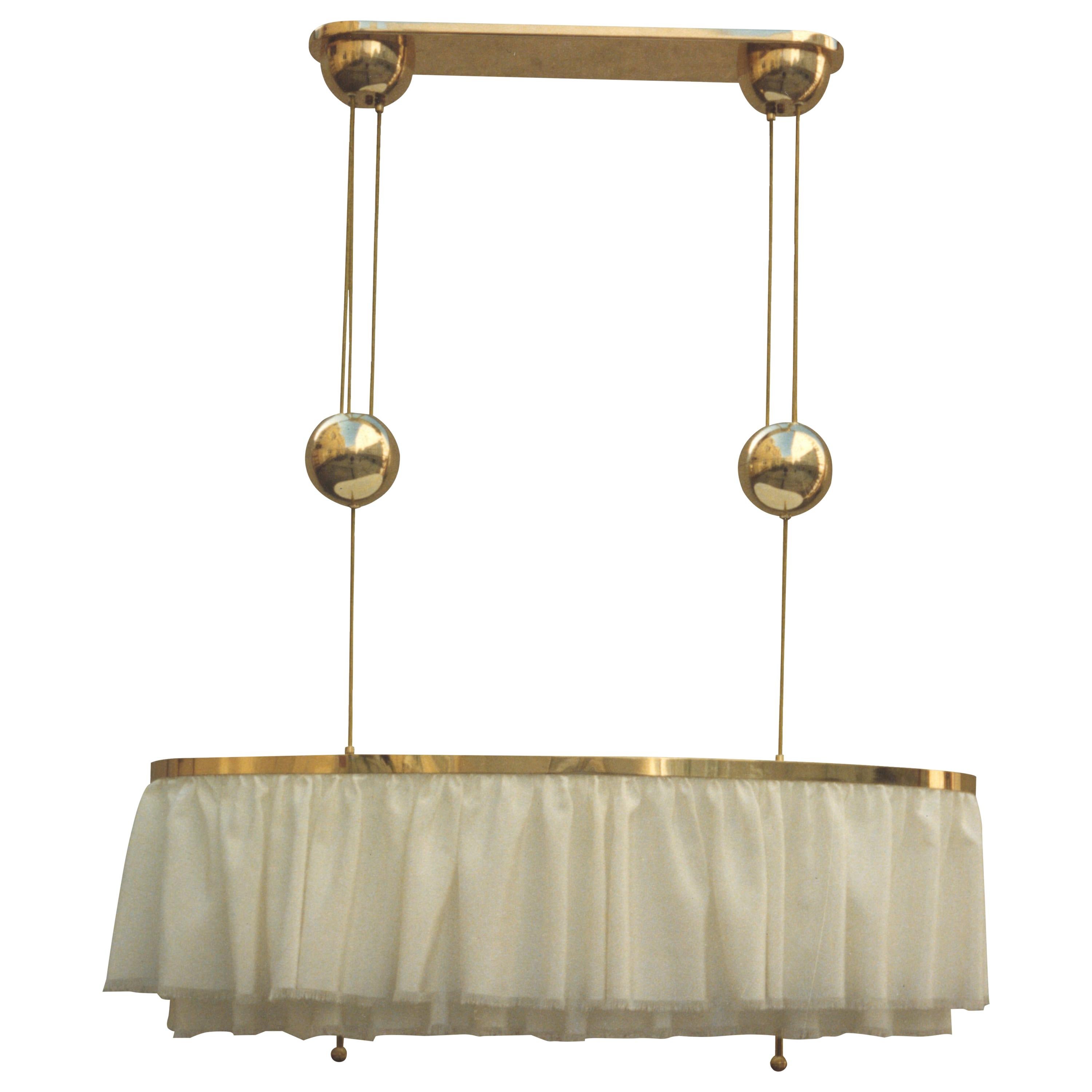 Antique -Brass Triple Pendant on Pulley For Sale at 1stDibs