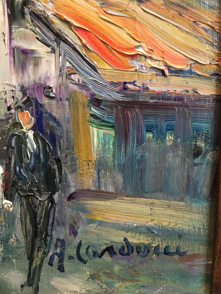 Adolfo Carducci - Paysage urbain animé En vente sur 1stDibs