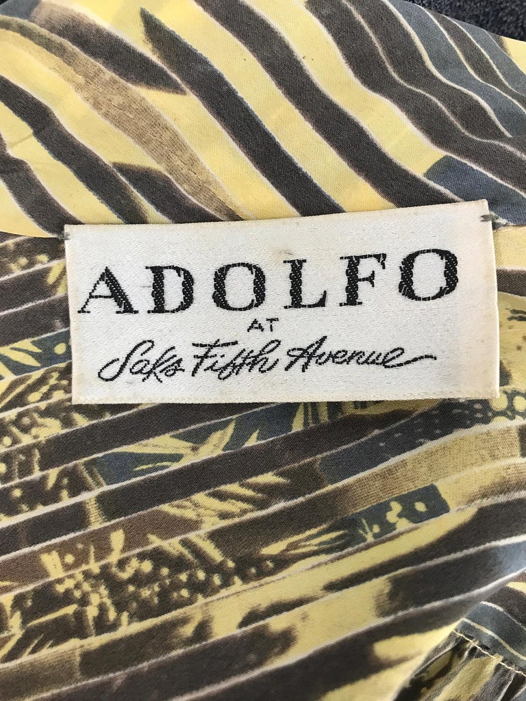 Adolfo Silk 3 pc. Set Print Shirt Pleated Maxi Skirt and Applique ...