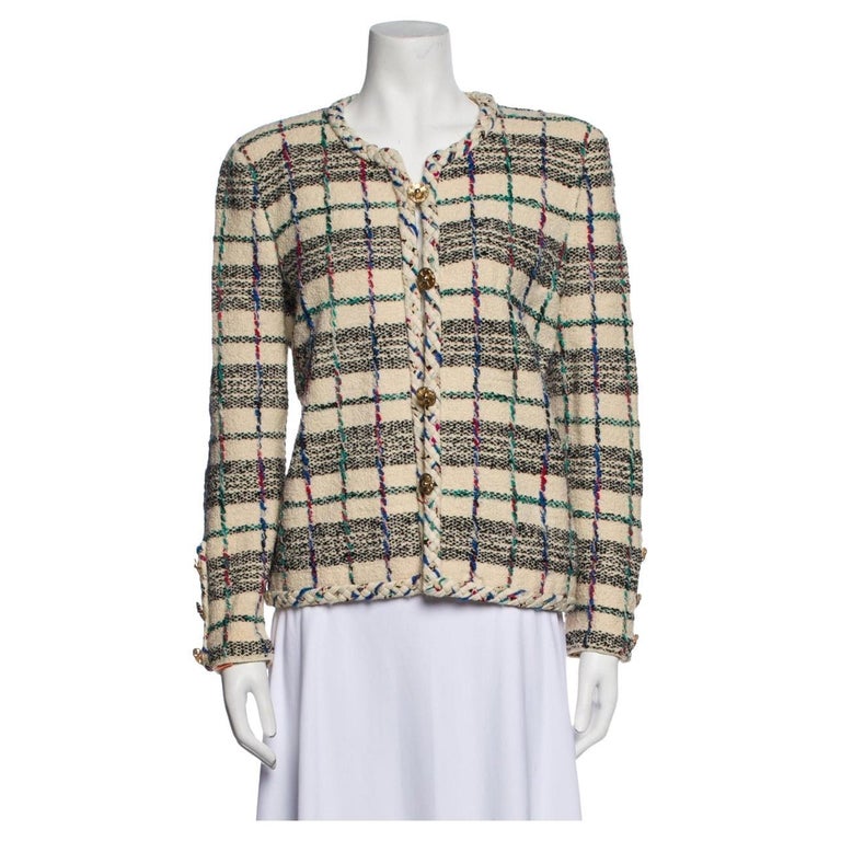 Adolfo Vintage Evening Plaid Knitted Jacket, 1980s For Sale at 1stDibs