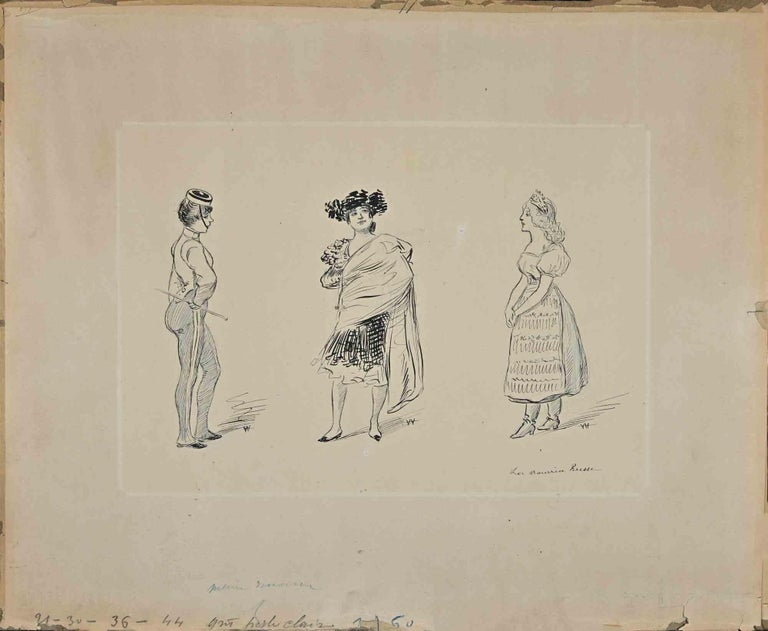 Adolphe Willette - Characters - Drawing by Adolphe Willette - Late-19th ...
