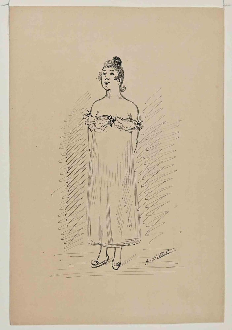 Adolphe Willette - The Lady - Drawing by Adolphe Willette - Late-19th ...