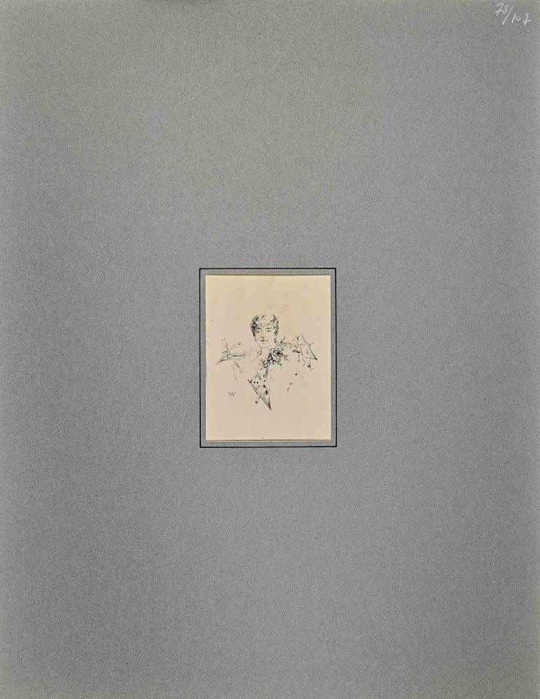 Adolphe Willette - The Lady - Drawing by Adolphe Willette - Late-19th ...