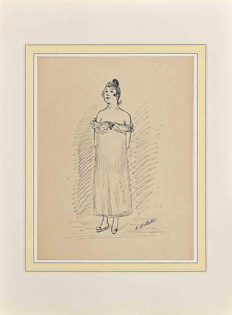 Adolphe Willette - The Lady - Drawing by Adolphe Willette - Late-19th ...