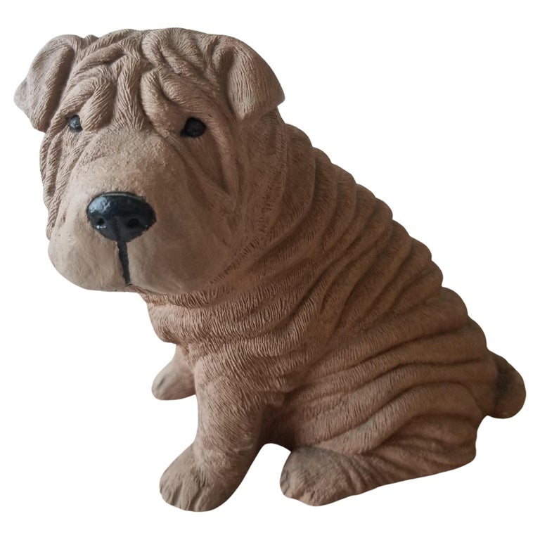 Adorable Chinese Shar Pei Dog Sculpture Sandicast by Sandra Brue San ...