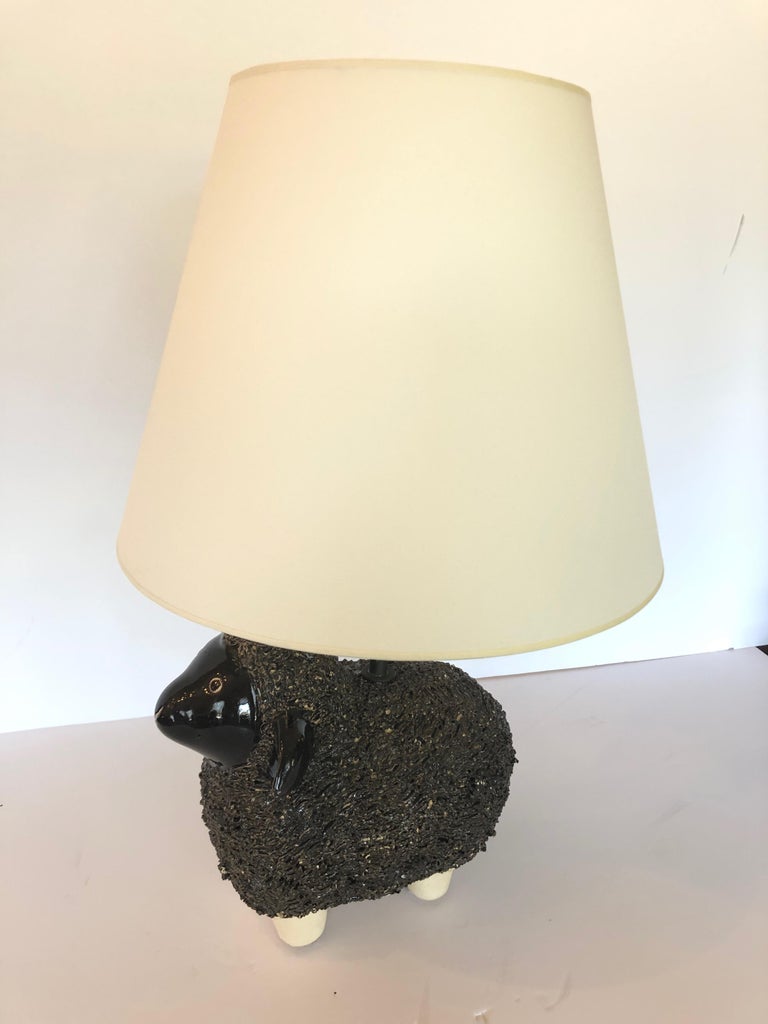Adorable Handmade Black Ceramic Sheep Lamp For Sale at 1stDibs | sheep ...