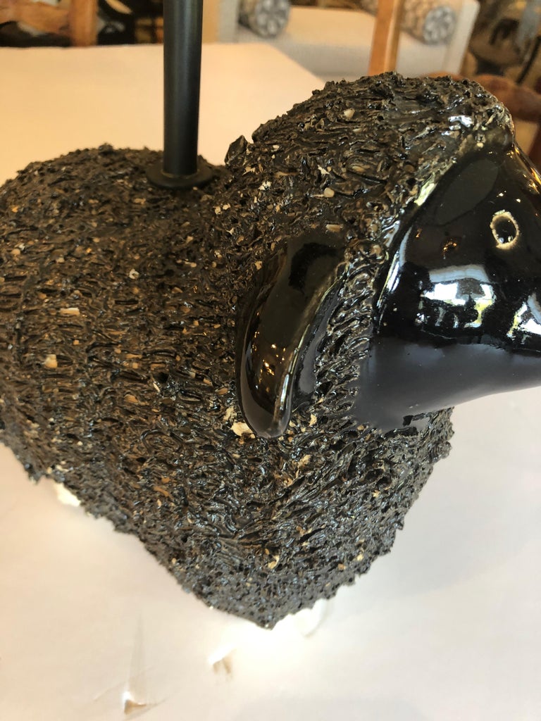 Adorable Handmade Black Ceramic Sheep Lamp For Sale at 1stDibs | sheep ...