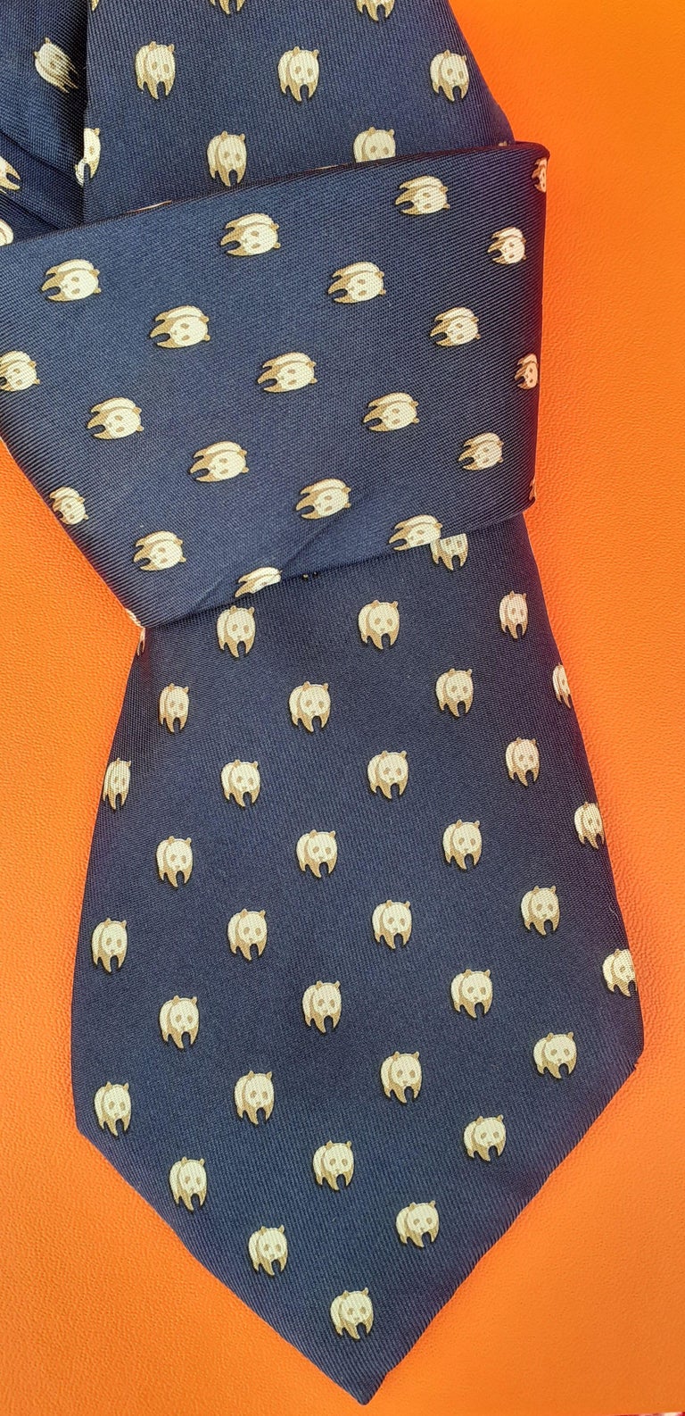 Adorable Hermès for WWF Tie Panda Pattern For Sale at 1stDibs