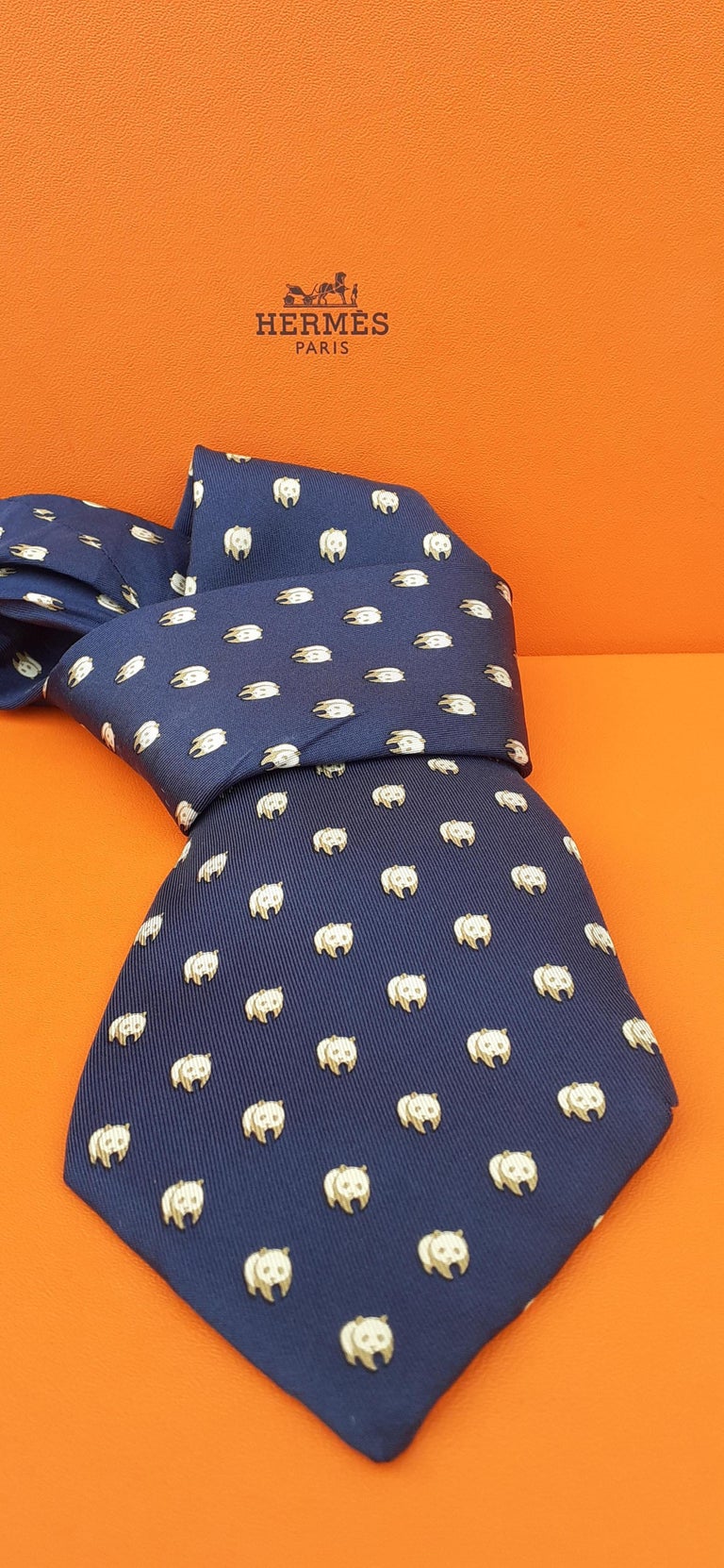 Adorable Hermès for WWF Tie Panda Pattern For Sale at 1stDibs