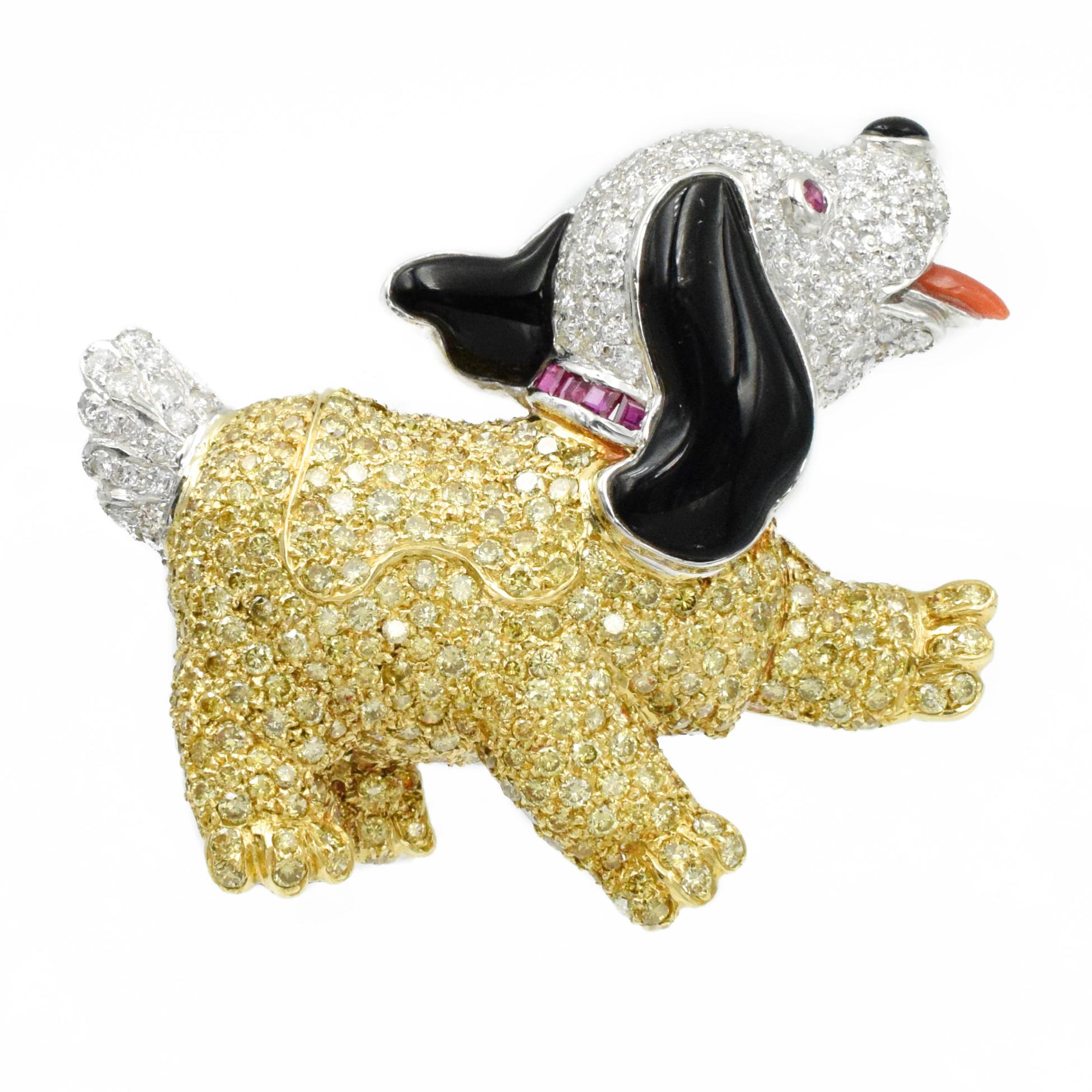 Elegant Black Onyx Ruby Diamond Horse Brooch Pendant at 1stDibs