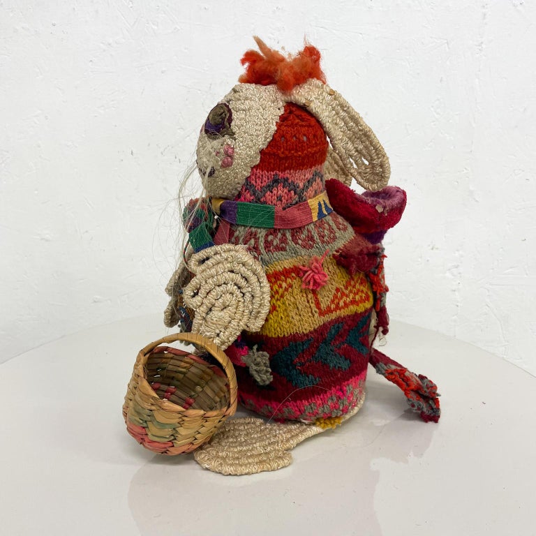 Adorable Vintage Peruvian Folk Art Pink Bunny Rabbit with Basket ...