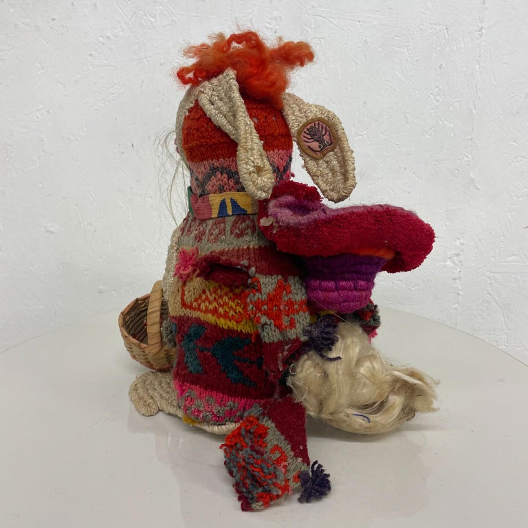 Adorable Vintage Peruvian Folk Art Pink Bunny Rabbit with Basket ...