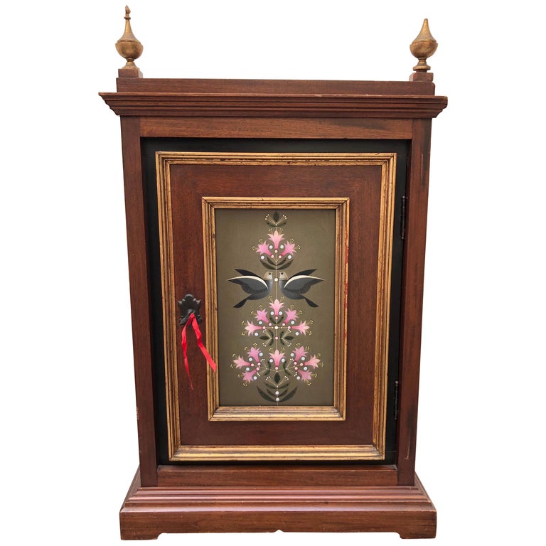 Adorable Wall Hanging Cabinet with Hand Painted Art For Sale at 1stDibs