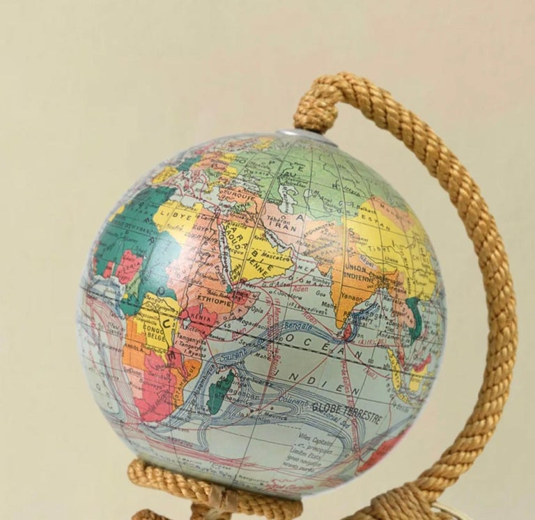 Adoux and Minet Small Illuminated Globe World Map For Sale at 1stDibs