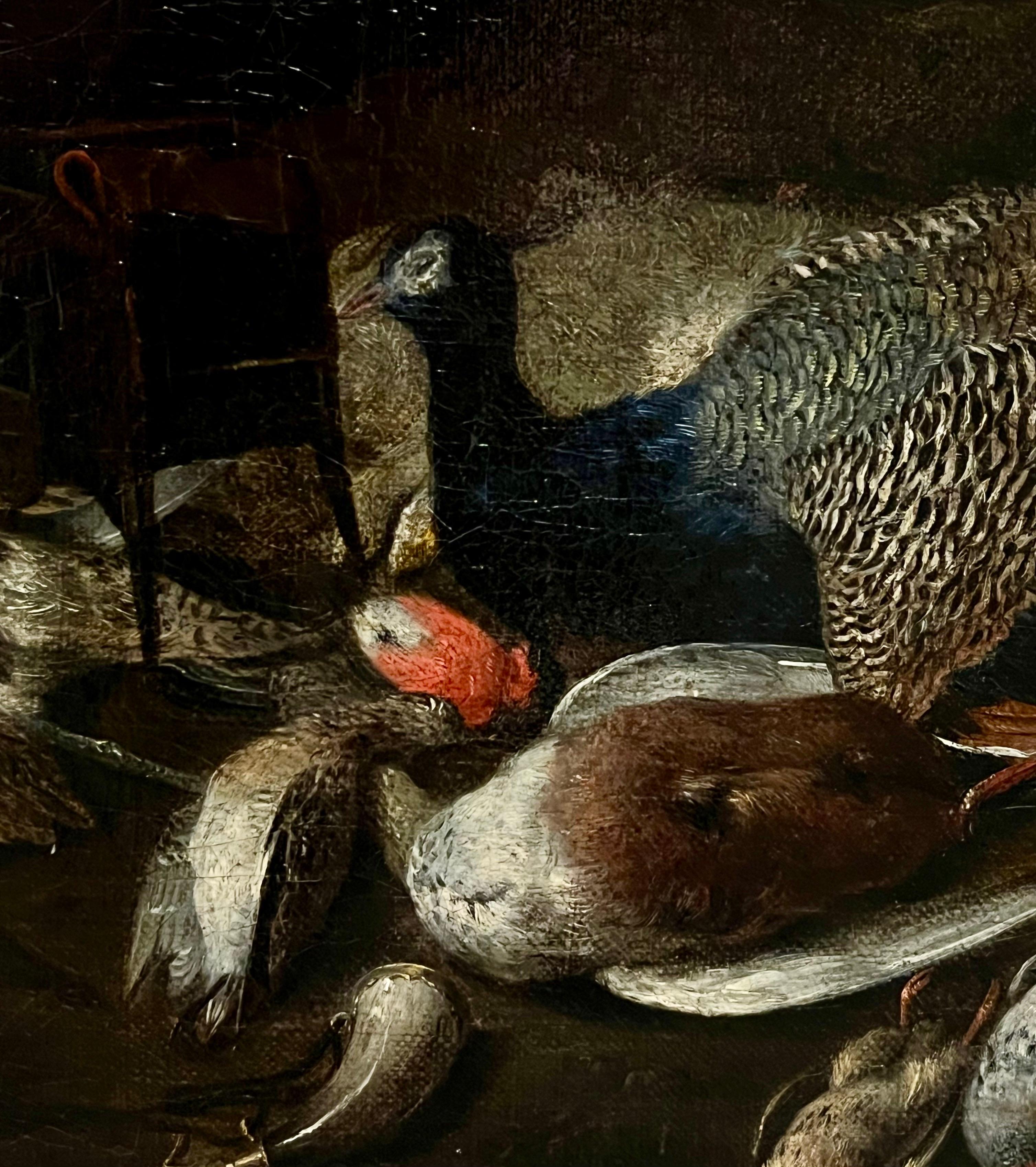 Adriaen de Grijef - 18th century Hunting trophy with a peacock, ducks ...