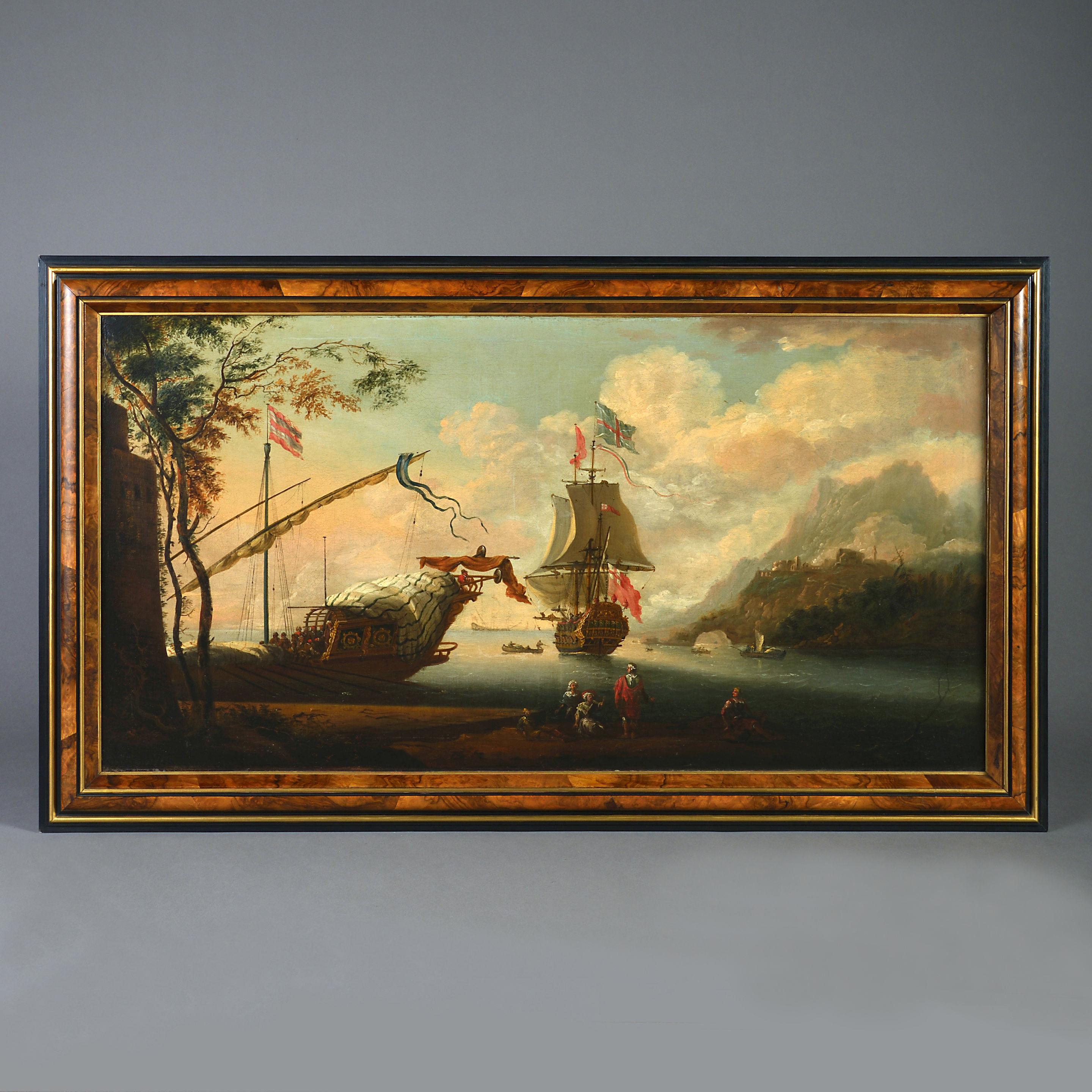 Attributed to Adriaen van Diest: A Port Scene - Oil on Canvas at 1stDibs