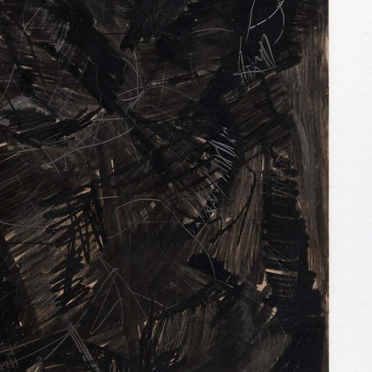 Adrian Contemporary Abstract Black Mix-Media Large Painting For Sale at ...