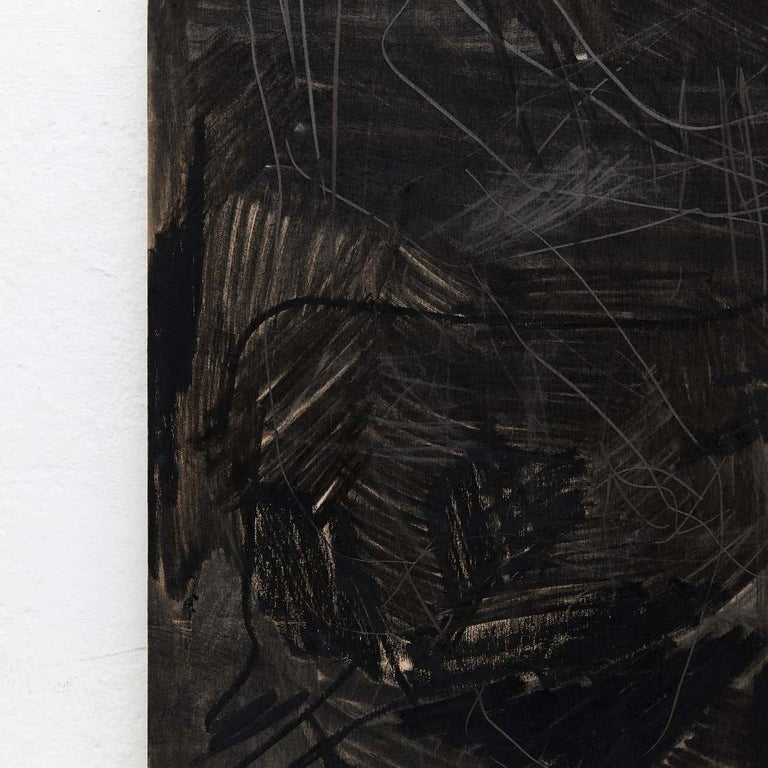 Adrian Contemporary Abstract Black Mix-Media Large Painting For Sale at ...