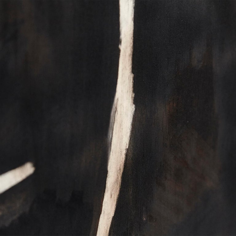 Adrian Contemporary Art Abstract Black Painting on Wood For Sale at 1stDibs