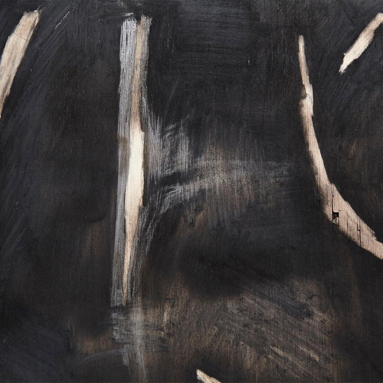 Adrian Contemporary Art Abstract Black Painting on Wood For Sale at 1stDibs